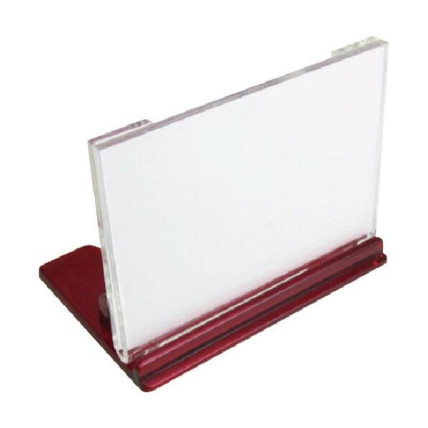 [特長]●リクライニング可動式のカード立てです。[仕様]●色：レッド●幅(mm)：44●奥行(mm)：65●高さ(mm)：50●中紙サイズ(mm)：45×65●縦(mm)：45●横(mm)：65●タイプ：PS樹脂●中紙付[材質／仕上]●ポリ...