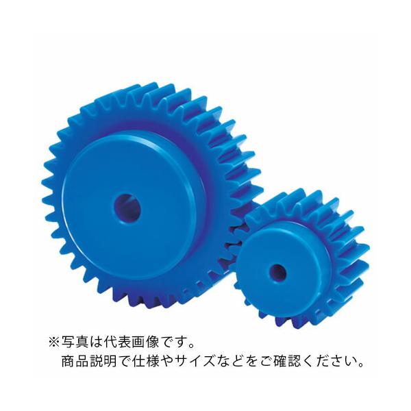 [特長]●フードコンタクト、青POM ギアシリーズで青色ポリアセタール樹脂です。●食品素材色に無い青色のPOMは異物混入対策として食品、包装機器に最適です。[仕様]●歯数：45●形状：B1●基準円直径(mm)：φ45●歯幅(mm)：10●穴...