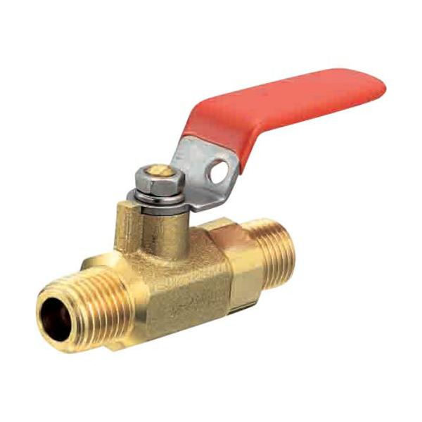 [特長]●レバーハンドルタイプの小型ボールバルブです。[仕様]●全長(mm)：53●高さ(mm)：31●使用温度範囲(℃)：-20〜80●使用流体：冷温水・油・エアー●接続口径D1：R1/4 ●接続口径D2：R1/4●内径(mm)：6●ハン...