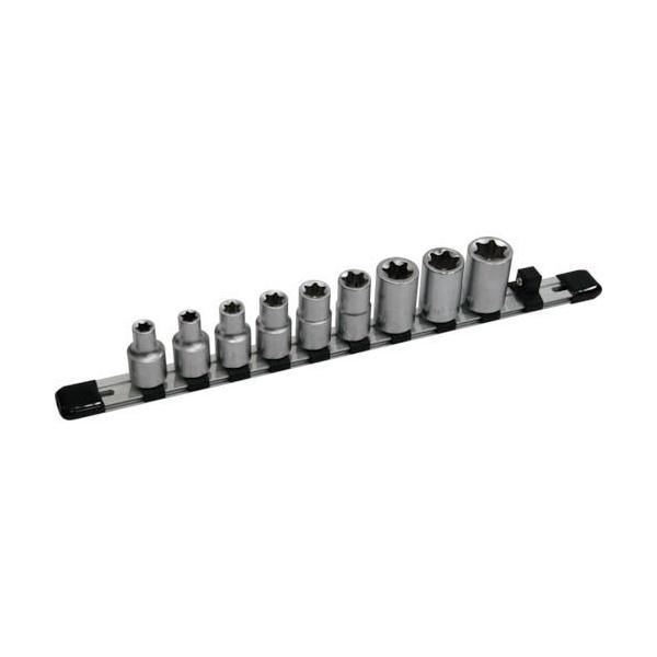 [特長]●E型トルクス［［Ｒ下］］ソケットです。●自動車整備に最適です。[仕様]●差込角(mm)：12.7●セット内容(点)：9●ソケット内容：E10、E11、E12、E14、E16、E18、E20、E22、E24●呼びNo.：E10、E1...