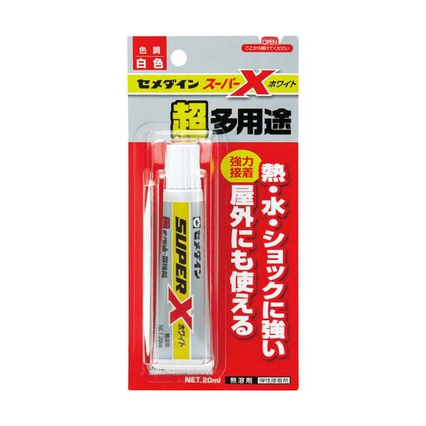 [特長]●ショックに強く剥がれにくいです。●熱・水に強いです(-40〜120℃)。●無溶剤で肉やせしません。●タレが少なく、軽量物なら仮止め不要です。●いやなニオイが少ないです。●超多用途・無溶剤・弾性接着剤のスーパーＸシリーズです。●熱・...