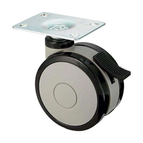 [特長]●1つのレバー操作で、車輪ロックと旋回ロックを同時に行います。●車輪の外周面はポリウレタン製で、微振動や音を吸収し、ソフトで静かに回転します。[仕様]●許容荷重(kgf)：100●車輪径D(mm)：100●車輪幅(mm)：20●取付...