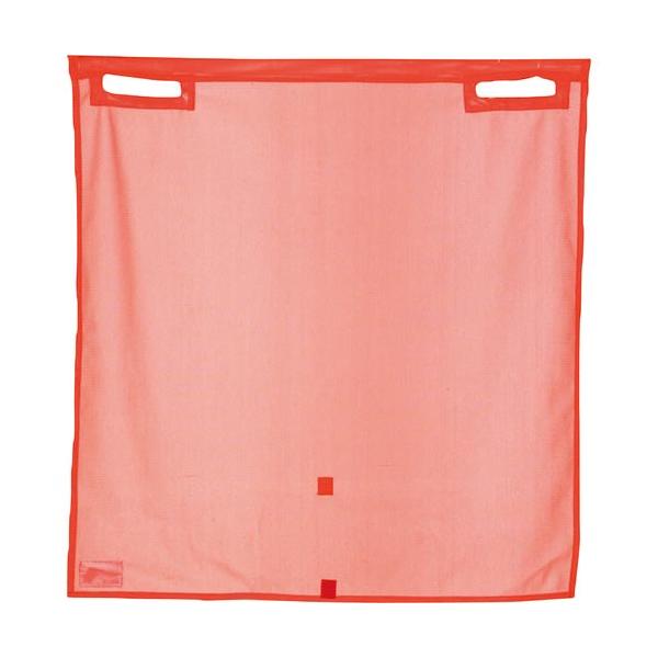 [特長]●メッシュ生地の為、警戒前方が見えるので安全に停止、誘導ができます。[仕様]●色：蛍光オレンジ●棒サイズ(mm)径×長さ：φ25×870●縦(mm)：900●横(mm)：900●旗竿：ポリカーボネートポール[材質／仕上]●ナイロン