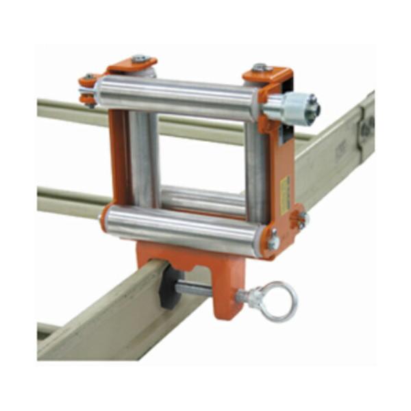 [特長]●ワンタッチ開閉式です。●バイス位置、向きが調節できます。[仕様]●幅(mm)：215●奥行(mm)：90●高さ(mm)：230●最大ケーブル径(mm)：φ80●色：オレンジ●安全最大荷重(kN)：0.98[材質／仕上]●スチール