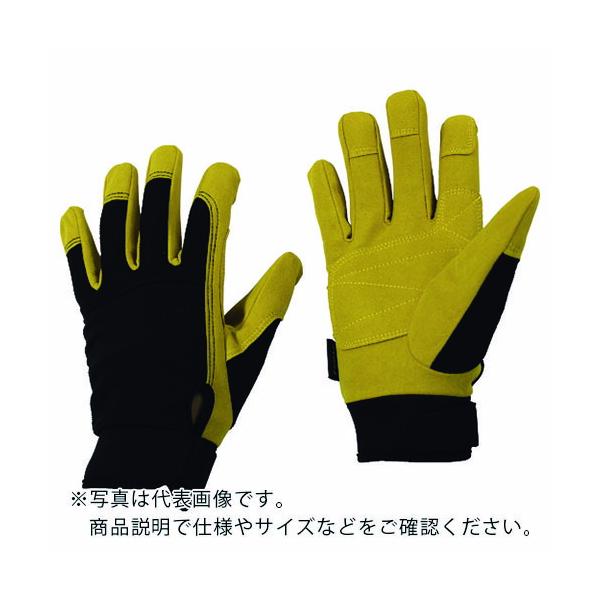 [特長]●指先・指股・掌にアテ補強を施したストロングモデルです。●しなやかで丈夫な人工皮革グローブです。[仕様]●色：ブラック/キャメル●サイズ：L●全長(cm)：22.5●手のひら周り(cm)：20.0●中指長さ(cm)：9.0●厚さ(m...