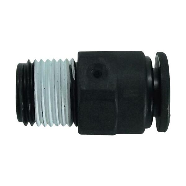 [仕様]●適合チューブ外径D(mm)：6●接続口径：R1/8●六角対辺(mm)：12●流体温度(℃)：-5〜60℃(空気)、5〜40℃(水)●使用流体：空気、水●使用圧力：1MPa(空気)、0.3MPa(水)●流体温度(℃)：-5〜60℃(...