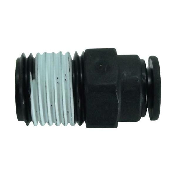 [仕様]●適合チューブ外径D(mm)：6●接続口径：R1/4●六角対辺(mm)：14●流体温度(℃)：-5〜60℃(空気)、5〜40℃(水)●使用流体：空気、水●使用圧力：1MPa(空気)、0.3MPa(水)●流体温度(℃)：-5〜60℃(...