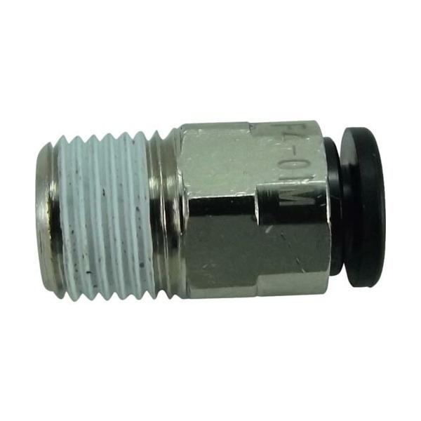 [特長]●PBT樹脂を採用し、スパッタ等の延焼事故を防止。●空気圧汎用型継手では初の軽量化を実現。[仕様]●適合チューブ外径D(mm)：4●接続口径：R1/8●六角対辺(mm)：10●使用流体：空気、水●使用圧力：1MPa(空気)、0.3M...