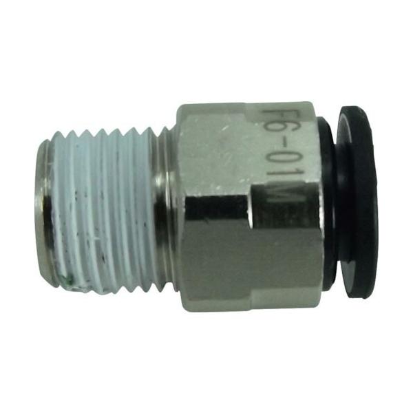 [特長]●PBT樹脂を採用し、スパッタ等の延焼事故を防止。●空気圧汎用型継手では初の軽量化を実現。[仕様]●適合チューブ外径D(mm)：6●接続口径：R1/8●六角対辺(mm)：12●使用流体：空気、水●使用圧力：1MPa(空気)、0.3M...