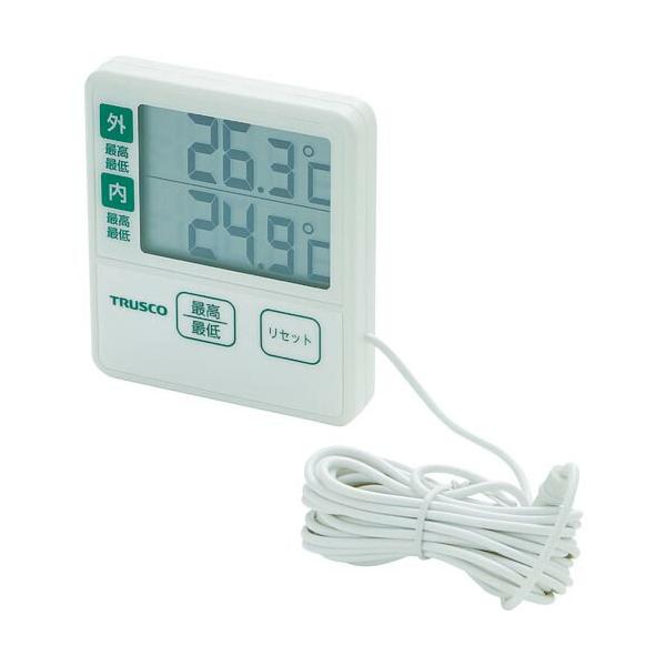[特長]●屋外・屋内の温度が同時に確認できます。[仕様]●測定温度範囲(℃)：‐10〜50℃●温度最小表示(℃)：0.1●電源(V)：単4形乾電池×1個(別売)●幅(mm)：73●奥行(mm)：16●高さ(mm)：84●測定温度範囲(℃)I...