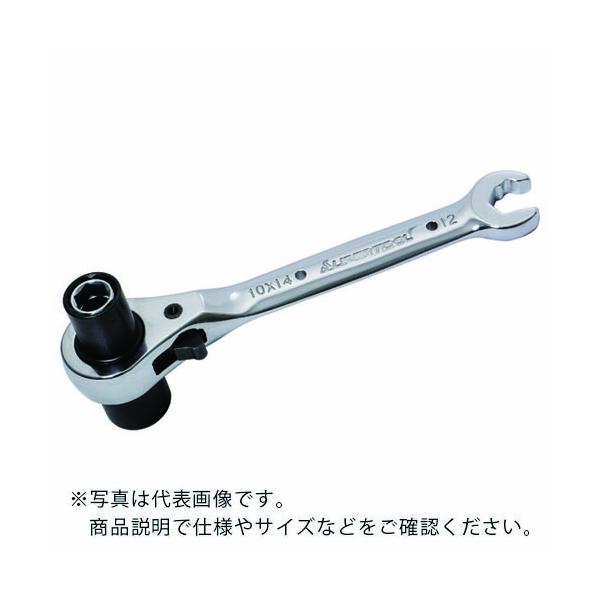 [特長]●正逆は切り替え爪式です。●1丁で5サイズのボルト・ナットの締め付けが可能です。●配管バンド、各種ラックの締め付けに最適です。●安全ロープ取り付け穴を2ヵ所設けています。●スパナ部(12mm)もラチェット機構です。[仕様]●対辺寸法...