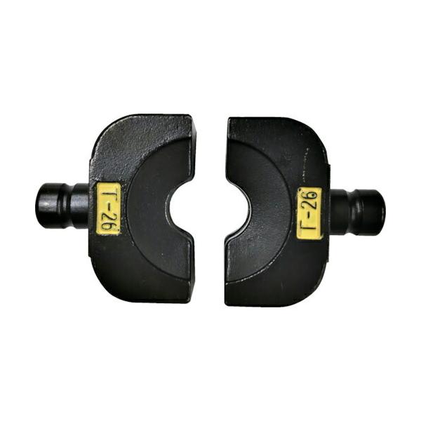 [特長]●CT-8及びEW-8シリーズの専用ダイスです。●Ｔ形コネクターの確実な圧縮作業が出来ます。[仕様]●サイズ：T-26●Ｔ形コネクターＴ26用圧縮ダイス●ダイス幅３０ｍｍ、軸８ｍｍ