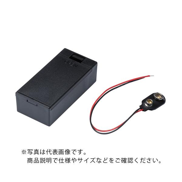 [特長]●外付タイプの電池ボックスです。　●カバーはワンタッチ開閉式です。　●ＲｏＨＳ対応品です。[仕様]●奥行(mm)：72.5●高さ(mm)：22●色：ブラック●間口(mm)：35●本体材質：難燃性ＡＢＳ●電池構造：006P×1●端子構...