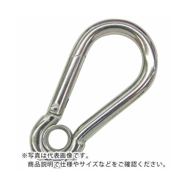 [特長]●ラッチ部分がななめにカットされたフックです。●対象物に簡単に連結できます。●リングが付いていますので、絡まりを防ぎます。[仕様]●使用荷重(kN)：0.15●d(mm)：6●D(mm)：5●L(mm)：53●S(mm)：8●W(m...