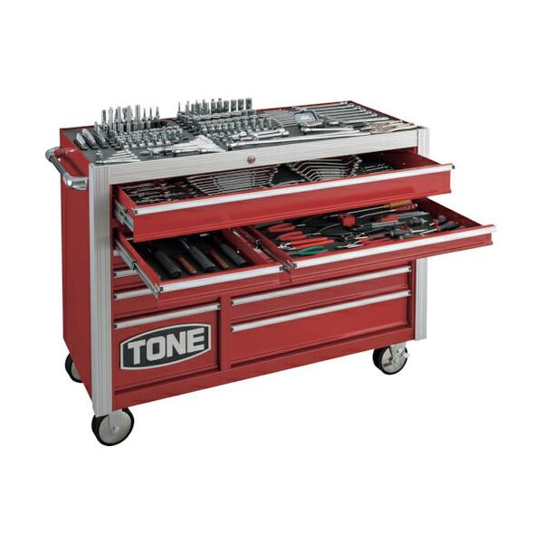 [特長]●TONEの収納具シリーズ最高峰モデルに工具381点を取り揃えたヘビーローラーキャビネットセットです。●セール限定ウッドトップ＆カーボン調トレープレゼント付です。[仕様]●ケース色：レッド●セット内容(点)：381●差込角(mm)：...