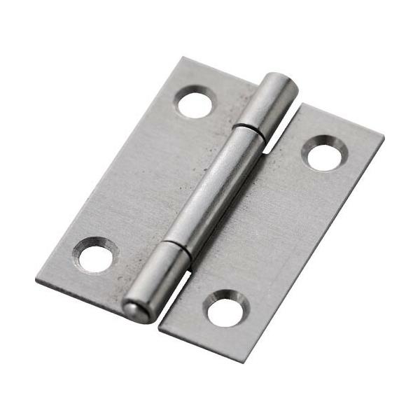 [仕様]●全長(mm)：31.5●幅(mm)：22●厚さ(mm)：0.8●ねじ穴数：4●穴径(mm)：3.3●D2(mm)：3.8●耐荷重(kg)2個使用時：1●表面処理：生地仕上げ●木ねじ入数：40●P1(mm)：14.0●P2(mm)：...