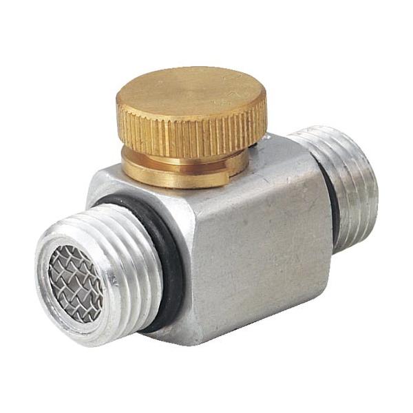 [特長]●エアの強弱をダイヤル操作でスムーズに行えます。●エア調節機能付き継手です。[仕様]●接続口径：G1/4×G1/4●製造国：台湾●使用流体：空気●流体温度(℃)：0〜50℃[材質／仕上]●ねじ部:真鍮（ニッケルメッキ）●シールゴム:...