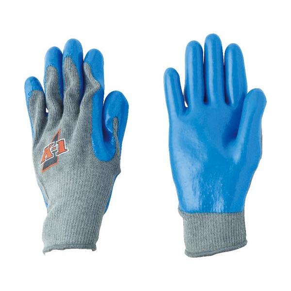 [特長]●耐摩耗性に優れ、耐久性良好です。●天然ゴムに比べて耐油性に優れています。●人間工学的見地から作られた手袋形状で、使用中の疲れを軽減します。[仕様]●色：ブルー●サイズ：フリー●ゲージ数：10●全長(cm)：24.0●手のひら周り(...