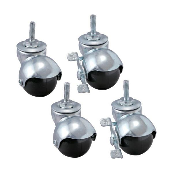 [特長]●小回りがきくボール型キャスターです。●360度自在に動くので、スムーズに移動できます。●ベアリング機能付きでなめらかな回転です。●4個のうち2個がストッパー付です。[仕様]●品名：メタルミニ　ボール型キャスター●適合本体：ポール径...