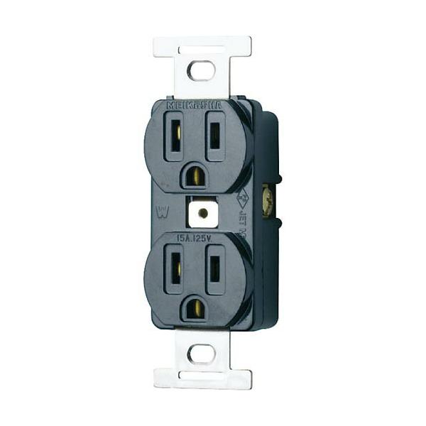 [特長]●結線は3M端子（巻締め、圧着端子、挟み込み接続）を採用しています。[仕様]●定格：接地2P15A125V●幅(mm)：34●長さ(mm)：104●厚さ(mm)：28●タイプ：2口接地[材質／仕上]●フェノール樹脂