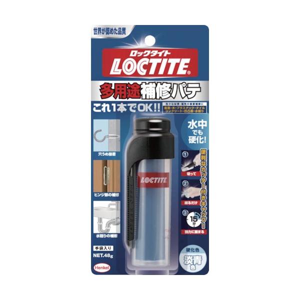 [特長]●練るだけで簡単に使える接着補修パテです。●ほとんどの材質に使用できる多用途タイプです。●約15分で実用強度を発現するスピードタイプです。●水の中でも硬化します。耐水性・耐熱性に優れ、屋外でも使用できます。[仕様]●色：淡青白色●容...