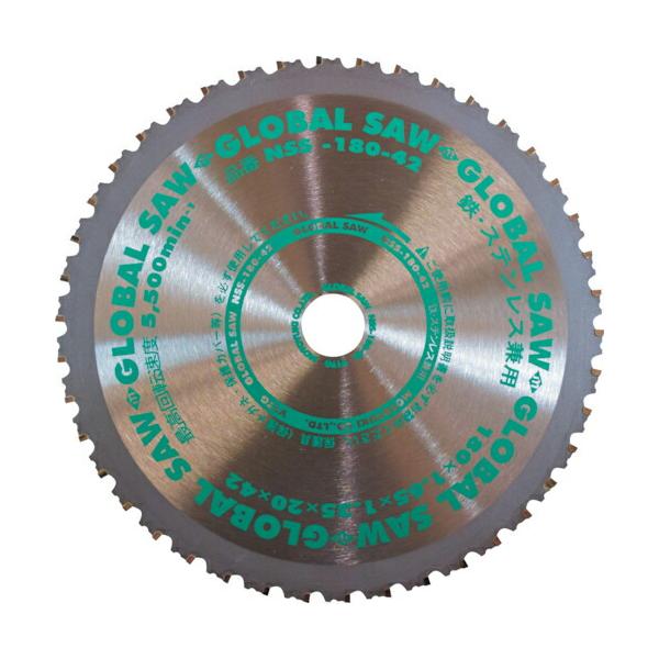 [特長]●薄刃設計でグイグイ切れます。●刃先チップの欠損を抑制します。●抜群の長寿命を実現します。●シャープに切断できます。[仕様]●外径(mm)：180●刃厚(mm)：1.65●穴径(mm)：20●刃数：42●最高使用回転数(rpm)：5...