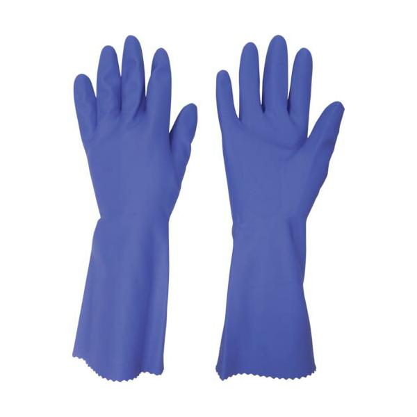 [特長]●塩化ビニール製で、天然ゴム製に比べて油や洗剤に強い手袋です。●裏植毛付で着脱が簡単で、ソフトな肌触りです。●指先、手のひら側にすべり止めがあります。[仕様]●色：バイオレット●サイズ：M●全長(cm)：32.0●手のひら周り(cm...