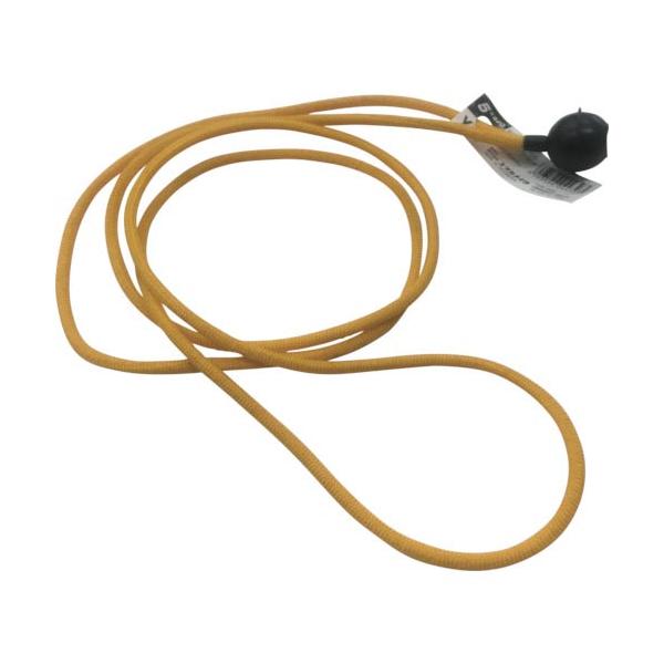 [特長]●伸縮性があり、周囲を糸で特殊織しています。[仕様]●色：イエロー●線径(mm)：5●全長(m)：0.9●ボール付タイプ[材質／仕上]●中芯：天然ゴム●被覆：ポリプロピレン(PP)●ボール：ポリプロピレン(PP)