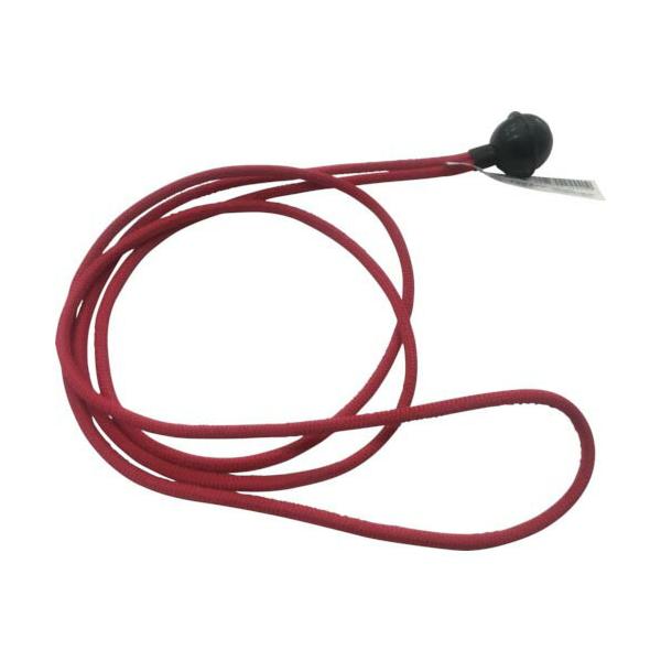 [特長]●伸縮性があり、周囲を糸で特殊織しています。[仕様]●色：レッド●線径(mm)：5●全長(m)：0.9●ボール付タイプ[材質／仕上]●中芯：天然ゴム●被覆：ポリプロピレン(PP)●ボール：ポリプロピレン(PP)