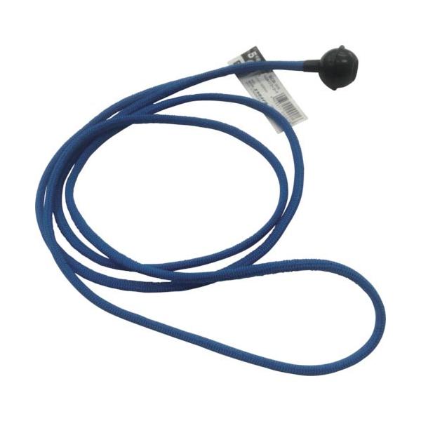 [特長]●伸縮性があり、周囲を糸で特殊織しています。[仕様]●色：マリンブルー●線径(mm)：5●全長(m)：0.9●ボール付タイプ[材質／仕上]●中芯：天然ゴム●被覆：ポリプロピレン(PP)●ボール：ポリプロピレン(PP)