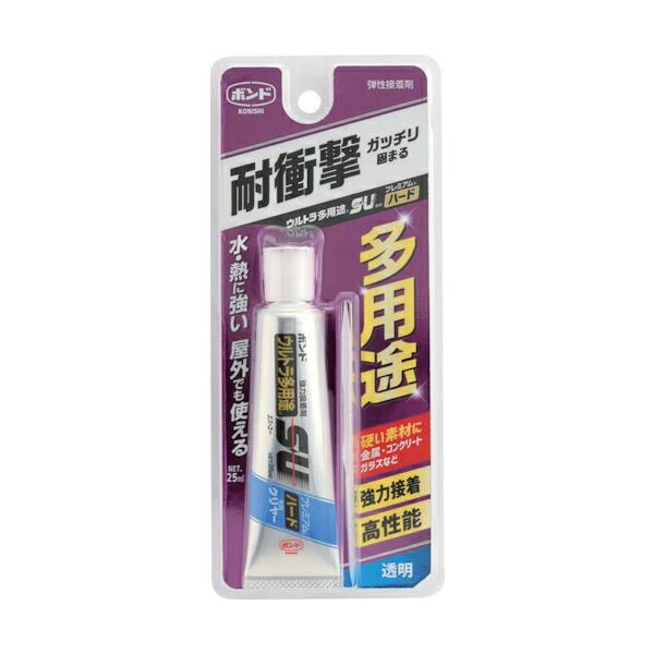 [特長]●金属、コンクリート等、硬い素材の接着に最適です。●新ポリマー（シリル化ウレタン樹脂）を採用し、固着スピードと透明性を飛躍的に向上させました。●超速硬化・強力・耐久性に優れています。●無溶剤タイプです。●ポリエチレン、ポリプロピレン...