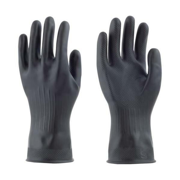 [特長]●天然ゴム製で引き裂き・引っ掻きに強く、低温でも柔らかさを保ちます。●手首が絞型でぴったりフィットします。[仕様]●色：ブラック●サイズ：S●全長(cm)：25.2●手のひら周り(cm)：19.9●中指長さ(cm)：7.4●厚さ(m...
