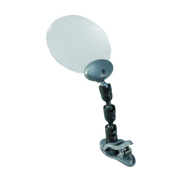 [特長]●アクリル製レンズなので、軽くてわれにくいです。●クリップ付なのでハンズフリーで作業ができます。●連続20時間使用可能です。[仕様]●倍率(倍)：2●レンズ寸法(mm)：φ105●全長(mm)：310●電源(V)：ボタン型電池(LR...