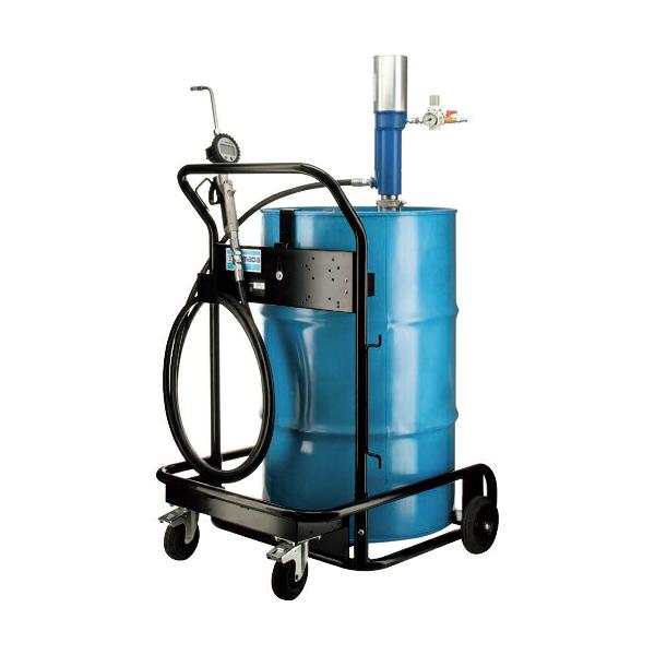 [特長]●台車に200Lドラム缶を搭載する可搬型のオイルポンプセットです。[仕様]●吐出量(L/min)：22●使用空気圧(MPa)：0.2-0.7●本体寸法全幅(mm)：763●本体寸法全長(mm)：879●本体寸法全高(mm)：1297...