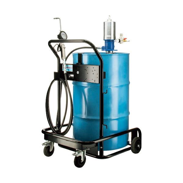 [特長]●台車に200Lドラム缶を搭載する可搬型のオイルポンプセットです。[仕様]●吐出量(L/min)：11●使用空気圧(MPa)：0.2-0.7●本体寸法全幅(mm)：763●本体寸法全長(mm)：879●本体寸法全高(mm)：1275...