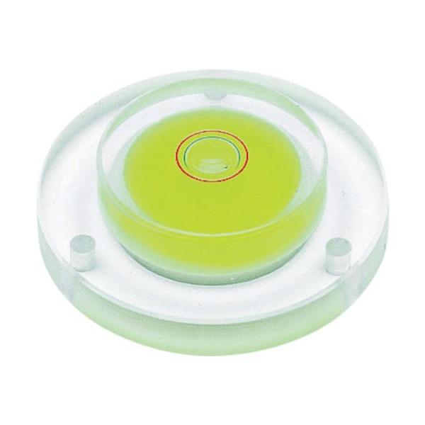 [特長]●機械、機器への取り付けに最適です。●取付穴付です。[仕様]●高さ(mm)：10●マグネット：なし●精度：1.33mm/m=0.0764°●感度：91'/2mm●直径(mm)：25[材質／仕上]●本体：アクリル樹脂（PMMA)●気泡...