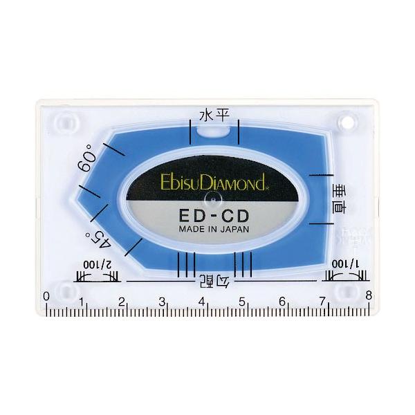 [特長]●便利な目盛付です。●カードサイズなので携帯に便利です。●いろいろな角度・勾配を測れます。[仕様]●長さ(mm)：86●高さ(mm)：54●厚さ(mm)：5.5●マグネット：なし●本体色：ホワイト●気泡管色：ブルー●精度：±2.50...