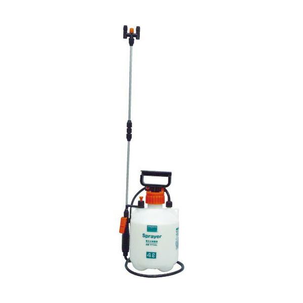 [特長]●二頭口ノズル付です。●過剰な圧力を外部に自動的に放出する安全弁装置付です。●レバーをロックすれば連続噴射が可能です。●先端のノズルを回すことで霧の拡がりを調節できます。●肩に掛けて使用できます。[仕様]●容量(L)：4●ノズル：ニ...