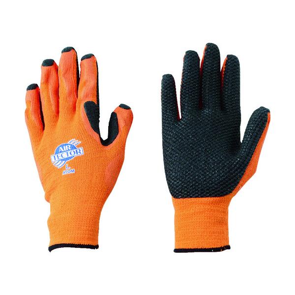 [特長]●独自の通気ゴム素材「ポーラス加工」により、手のひらでも通気するのでムレを軽減します。●特殊なすべり止めパターンで、高いグリップ力とやわらかさを発揮します。[仕様]●色：オレンジ/ブラック●サイズ：L●ゲージ数：10●全長(cm)：...