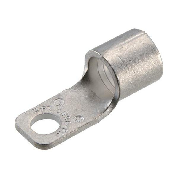 [特長]●接触面（舌部）が細く、ねじ固定用の取り付け穴がある裸圧着端子です。[仕様]●電線抱合範囲 より線(［［ＭＭ２］］)：16.78〜26.66●電線抱合範囲 AWG：4●外径寸法(mm)：12.5●外形寸法(mm)：12.5●スタッド...