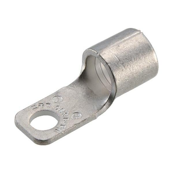 [特長]●接触面（舌部）が細く、ねじ固定用の取り付け穴がある裸圧着端子です。[仕様]●電線抱合範囲 より線(［［ＭＭ２］］)：16.78〜26.66●電線抱合範囲 AWG：4●外径寸法(mm)：12.5●外形寸法(mm)：12.5●スタッド...