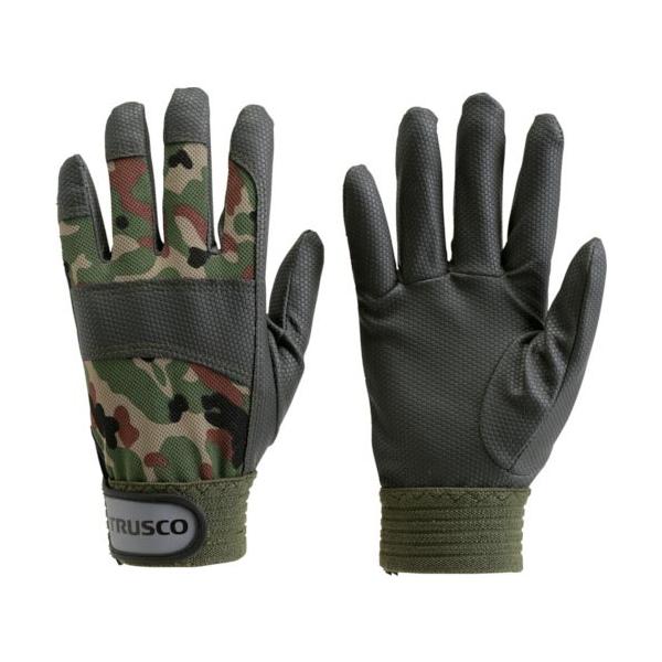[特長]●エンボス加工PU生地で軽くて丈夫、フィット感・グリップ力に優れています。●ぬれてもグリップ力が変わりません。[仕様]●色：グリーン迷彩●サイズ：M●全長(cm)：21.0●手のひら周り(cm)：18●中指長さ(cm)：8.4●厚さ...