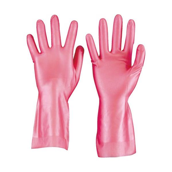 [特長]●着脱簡単、裏毛付特殊加工を施していますので、脱ぎはめがスムーズです。●手荒れの原因の1つとされているタンパク質のほとんどを分解除去し、ゴムの臭いも抑えています。[仕様]●色：ピンク●サイズ：M●全長(cm)：33.0●手のひら周り...
