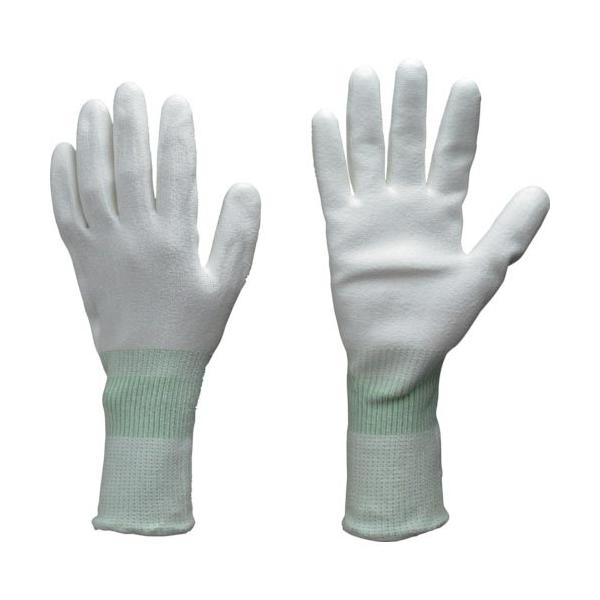 [特長]●耐カット性に優れた高強度ポリエチレン糸を使用した原手に、柔らかいポリウレタンをコーティングした手袋です。●袖口をカバーするロングタイプです。[仕様]●色：ホワイト●サイズ：LL●全長(cm)：27.0●手のひら周り(cm)：19....