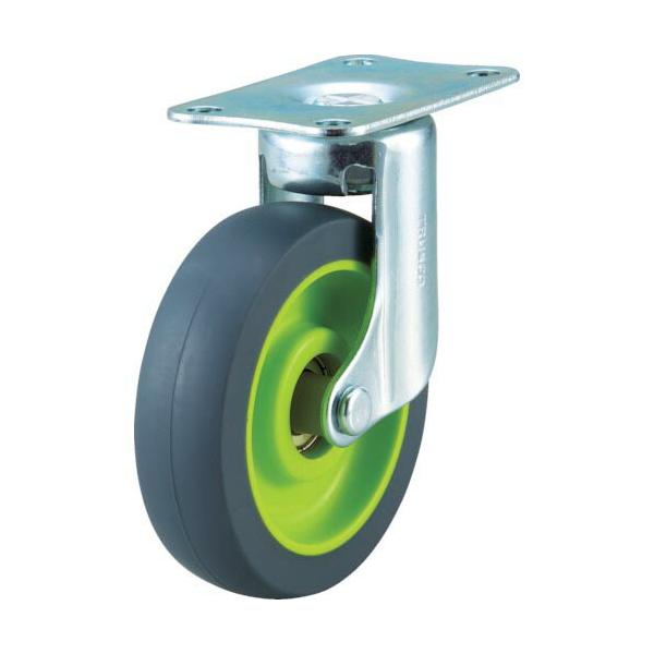 [特長]●車輪ホイル部はスタイリッシュな緑色です。●省音タイプです。[仕様]●色：ライトグリーン●タイプ：自在●車輪径(mm)：75●自在式[材質／仕上]●金具：スチール●車輪：静音エラストマー