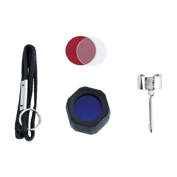 [特長]●環境に合わせて夜はレッド、霧や煙の中ではブルー、通常時はクリアと視認性の高いレンズにできます。[仕様]●品名：レンズキット●保持具：ポケットクリップ●適合本体：SP2P、SP22、SP+P[セット内容／付属品]●レッド、ブルー、ク...