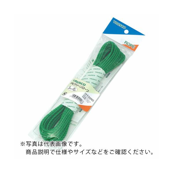 [特長]●水に浮き、濡れても硬くなりにくいため強度変化が少ないです。[仕様]●色：緑●線径(mm)：6●長さ(m)：10●包装形態：袋入●ロープの打ち方：3つ打[材質／仕上]●ポリエチレン（PE）[注意]●切断後の断面はライターの火などで軽...