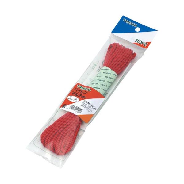 [特長]●軽くて柔らかく、扱いやすいです。[仕様]●色：赤●線径(mm)：3●長さ(m)：10●包装形態：袋入●ロープの打ち方：3つ打●3つ打[材質／仕上]●ポリプロピレン（PP）