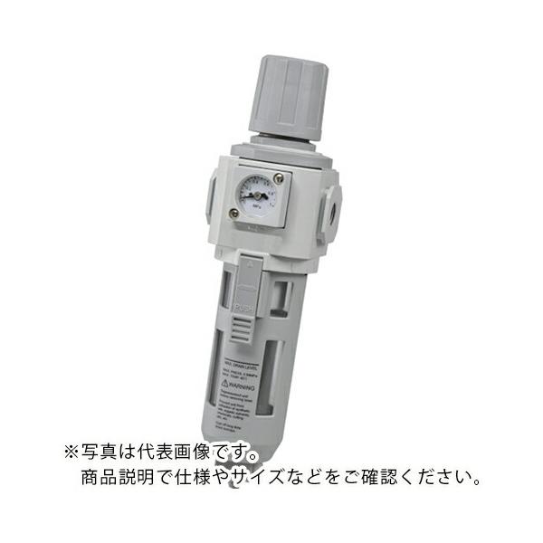 [特長]●空気の圧力調整と空気中の水滴やゴミを取り除き、清浄な空気を供給します。[仕様]●ろ過精度(μm)：5●使用圧力(MPa)：1●設定圧力(MPa)：0.05〜0.85●接続口径：Rc1/4●全長(mm)：220●全幅(mm)：62●...