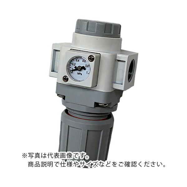 [特長]●空気を安定した圧力に調整します。[仕様]●設定圧力(MPa)：0.1〜0.85●使用圧力(MPa)：1●使用流体：空気●接続口径：Rc3/8●全長(mm)：133●全幅(mm)：70●流体温度(℃)：5〜60●圧力計：角型●使用温...